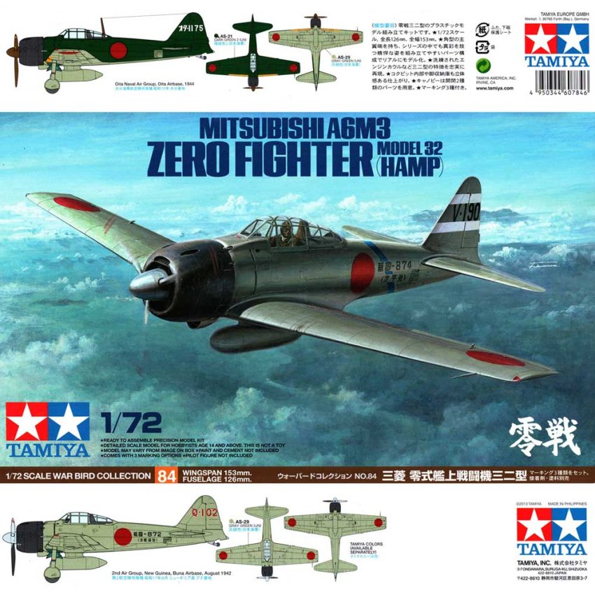 Tamiya 60784 Mitsubishi A6M3 Zero Fighter Model 32 (Hamp) – AMT Modellismo