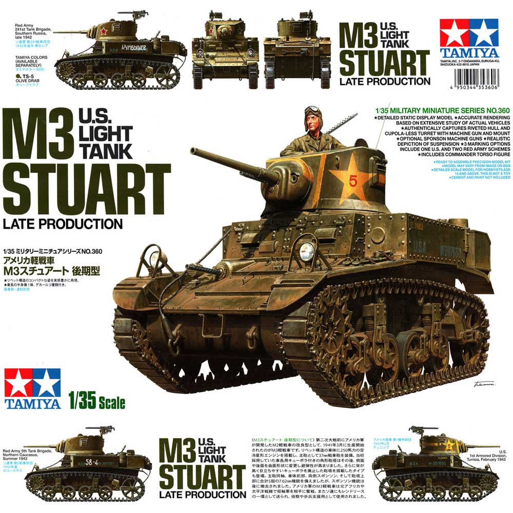 Tamiya 35360 U.S. Light Tank M3 Stuart Late Production – AMT Modellismo